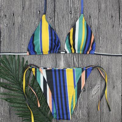 China Wholesale and Retail 2018 Women Sexy Color Striped Brazilian Bikini Set for sale