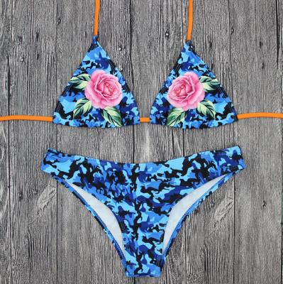China Wholesale and Retail 2018 Women Sexy Print Adjustable Triangle Bikini Set for sale