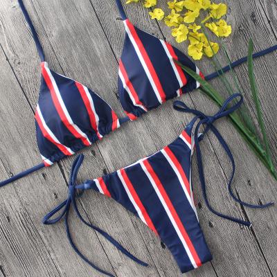 China Wholesale and Retail 2018 Women Sexy Striped Triangle Bikini Set for sale