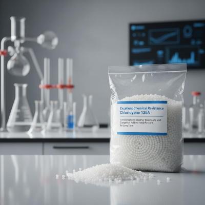 China Excellent Chemical Resistance Chlorinated Polyethylene 135A Combining Good Weather Resistance and Elongation At Break 500-600 Percent for Long Term for sale
