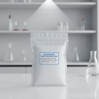 China Chlorine Content 35-37 Percent Chlorinated Polyethylene 135A with Tensile Strength 10-15 MPa and Heat Of Fusion Not Exceeding 2.0J per Gram for sale