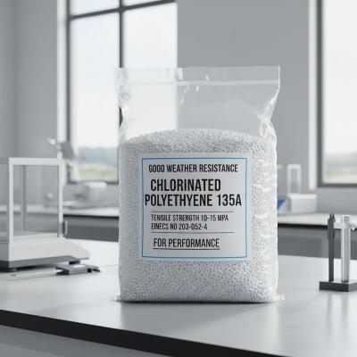 China Good Weather Resistance Chlorinated Polyethylene 135A Featuring Tensile Strength 10-15 MPa Einecs No 2030524 for Performance for sale