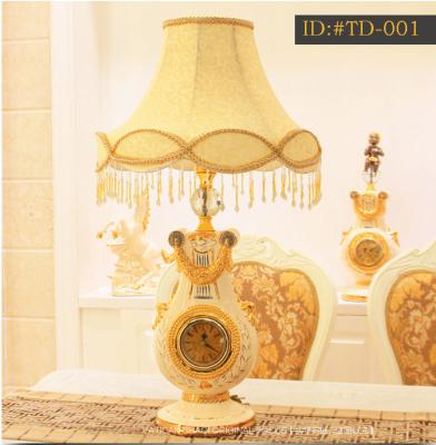 China European style luxurious ceramic lamp with clock ID:#TD-001 for sale