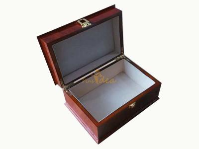 China Good Quality Affordable Price Wholesale MDF with Burlwood Finish Blank Wooden Memorial Keepsake Box with Metal Closure for sale
