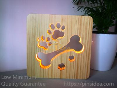 China Blank Wooden Laser Engrave Pet Aftercare Tribute Memorial LED Light Candle Bone and Paws, MOQ 1 PC for sale