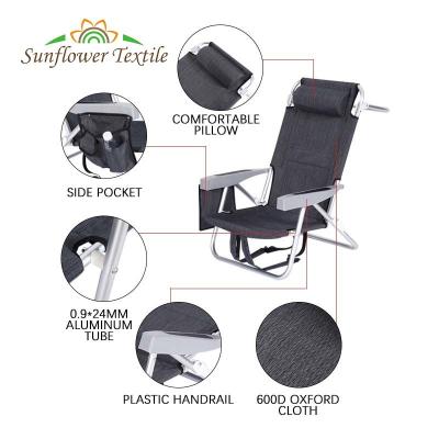 China Cadeira de praia plástica portátil da sala de estar da dobradura do corrimão com o saco traseiro do armazenamento à venda