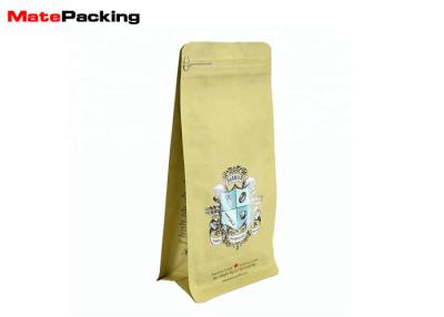 China Custom Disposable Kraft Paper Food Bags Flat Bottom With Zipper Top for sale