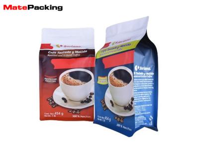 China Commercial Square Flat Bottom Coffee Bags , Zipper Custom Printed Coffee Bags for sale