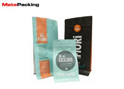 China Flat Bottom Coffee Bean Packaging Bags Pouch Customized Printing Matte With Zipper for sale