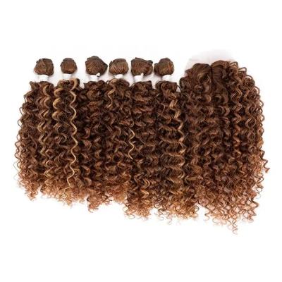 China Kinky Curly Rebecca cheap bulk pack ombre crochet water wave weft high weave bundle extension braiding noble gold hair closure synthetic factory