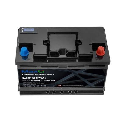 Cina Batteria della batteria 12V 100Ah Lifepo4 di MaxLi 1280Wh rv Lifepo4 con il LCD in vendita