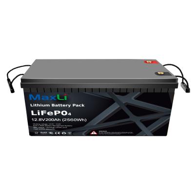 中国 MaxLi 12V 200Ah作り付けのスマートなBMSのセリウムROHSが付いている海洋RVのリチウム電池2560Wh LiFePO4電池 販売のため