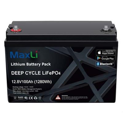 Cina Batteria al litio astuta di MaxLi 12V 100Ah costruita in Bluetooth per rv/Marine Vehicles in vendita