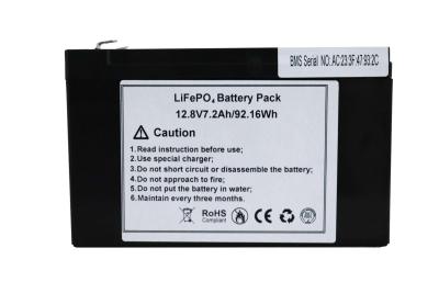 Cina Ciclo profondo della batteria al litio di protezione 92Wh 7.2Ah MSDS 12V di recinzione in vendita