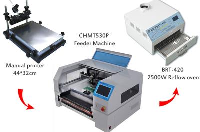 China Desktop SMT Production Line Solder Paste Screen Printer CHMT530P Pick And Place Machine SMT Reflow Oven BRT-420 for sale