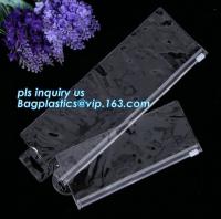 China slider k PVC cosmetic bag promotional custom printed plastic bag, Eco-friendly frosted clear pvc plastic garment b for sale