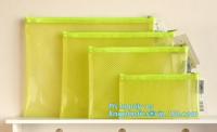 China k document file bag, Document File Folder /Document Bag, Mesh pattern plastic zip bag with handle file bag, slider for sale