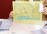 China k document file bag, Document File Folder /Document Bag, Mesh pattern plastic zip bag with handle file bag, slider for sale