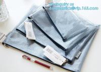 China k document file bag, Document File Folder /Document Bag, Mesh pattern plastic zip bag with handle file bag, slider for sale