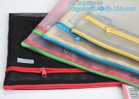 China k document file bag, Document File Folder /Document Bag, Mesh pattern plastic zip bag with handle file bag, slider for sale