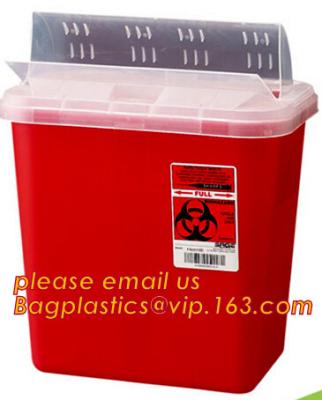 China Medical plastic wall mounted bracket and holder with gloves box for 5qt sharps container and sharps bin, sharp container for sale