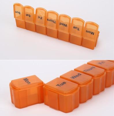 China A week multi-function cabinet shape pill container 4 times daily, Random color plastic pill containers 7 compartments dr for sale