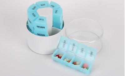 China 28 compartment column shape plastic pill storage box with pill crush box, Conventional eco-friendly 4 grids plastic trav for sale