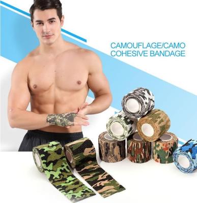 China 2"x5yards self-adhesive camo colored elastic cohesive bandage, breathable waterproof camouflage home care products kines for sale
