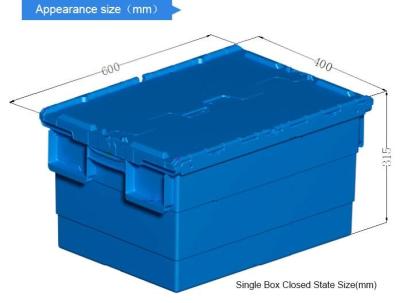 China Heavy duty stackable attached lid turnover box, Stackable and nestable plastic shipping tote box for storage or moving for sale