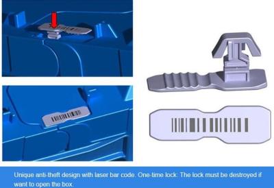China Heavy duty stackable attached lid turnover box, Stackable and nestable plastic shipping tote box for storage or moving for sale