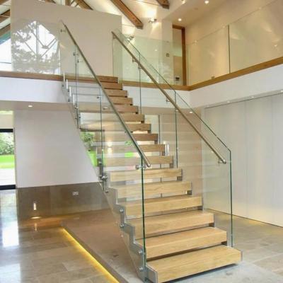 China Modern Clear and Silver Glass and Brushed Steel Handrail for sale