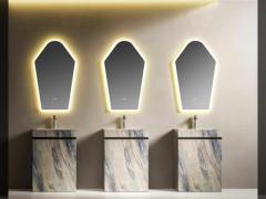 Lavabo da bagno moderno a doppia vasca con specchio a LED per hotel