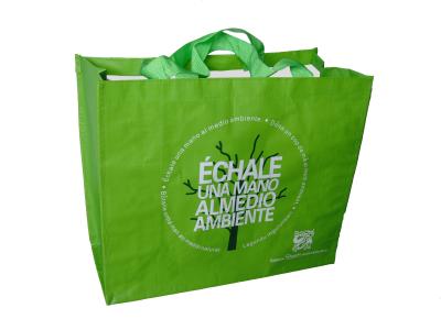 China Retail Promotion PP Woven Shopping Bag , Green 140gsm PP Woven Bag for sale