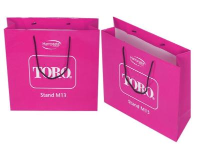 China Laminated Gift Recycled Paper Bags with Crushing Surface , Red for sale