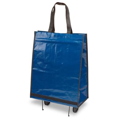 China 600D Polyester Folding Shopping Trolley Bag with Wheel , Blue for sale