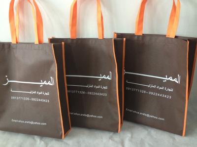 중국 Eco 친절한 80gsm 비 길쌈한 직물은 손잡이를 가진 Pantone 색깔을 자루에 넣습니다 판매용