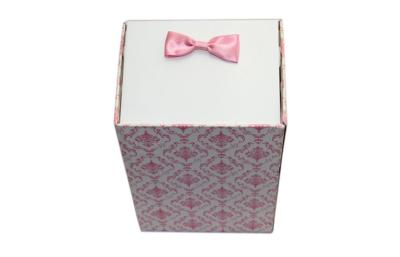 China Pink Paper Packaging Gift Box with Tie Sticked , Recycled Plastic Boxes for sale