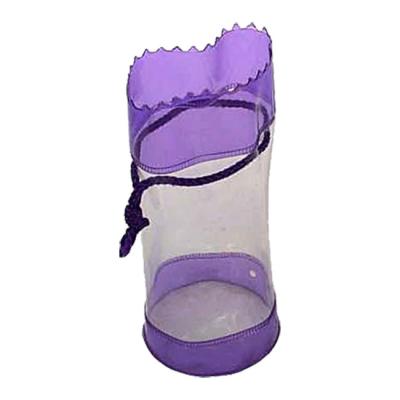 China Custom Purple Clear PVC Bags With Drawstring For Cosmetic Packaging for sale