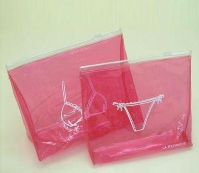 China Red Small Clear PVC Bags With Zip Lock For Makeup Product for sale