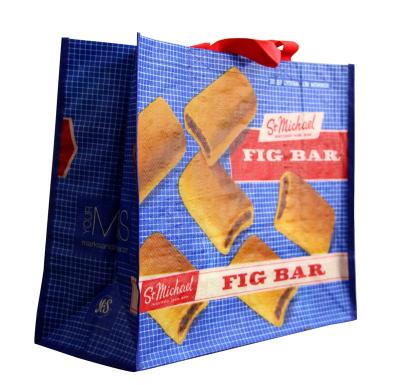 China Sacos de compras tecidos PP reusáveis do biscoito do azul 100g com fotos personalizadas/logotipo à venda