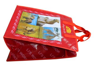 China balanço 140g que brilha o saco de compras do zíper dos PP com o punho de nylon da fita, emperramento do PVC à venda