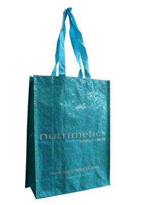 China 140g Blue Shining PP Shopping Bag, Recyclable Carrier Bags With Nylon Handle for sale