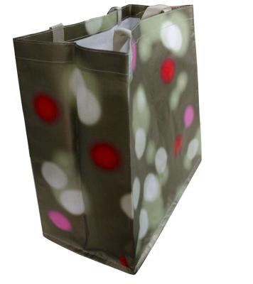 China Colorful dots PP Woven Reusable Carrier Bags , Light Grey Nylon Tape Handle for sale