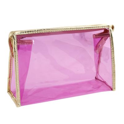 China Clear Purple PVC Zipper Bank Bags Cosmetic Bag Makeup Case Toiletries Holder for sale