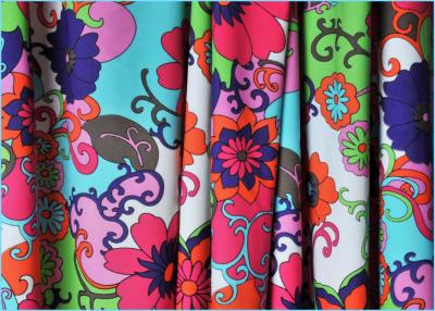 China Colorful Big Flower Fabric /  4 Way Stretch Warp Knitted Printed Spandex Fabric  1.5m*220gsm for sale