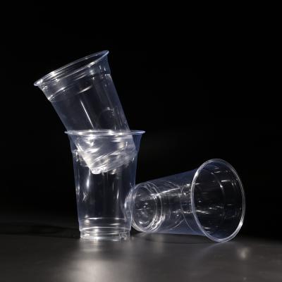 중국 친환경 플라스틱 일회용 컵 400ML PET 플라스틱 차가운 커피 컵 판매용