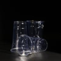 China 50 Count Stackable Disposable Plastic PET Cups 107x72x176mm Custom Print for Juice for sale