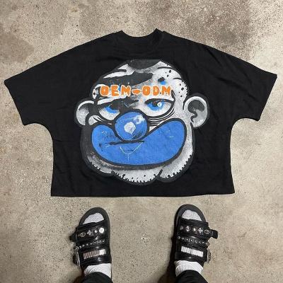China Custom 100-400 gsm 100% Cotton Drop Shoulder Vintage Cropped Boxy Fit T-shirt Men for sale
