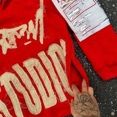 Cina Cappuccino con ricamo personalizzato con ricamo Uomo Streetwear Patch Vintage Acid Wash Cappuccino tagliato in vendita