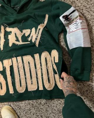 Cina Cappuccino con ricamo personalizzato con ricamo Uomo Streetwear Patch Vintage Acid Wash Cappuccino tagliato in vendita
